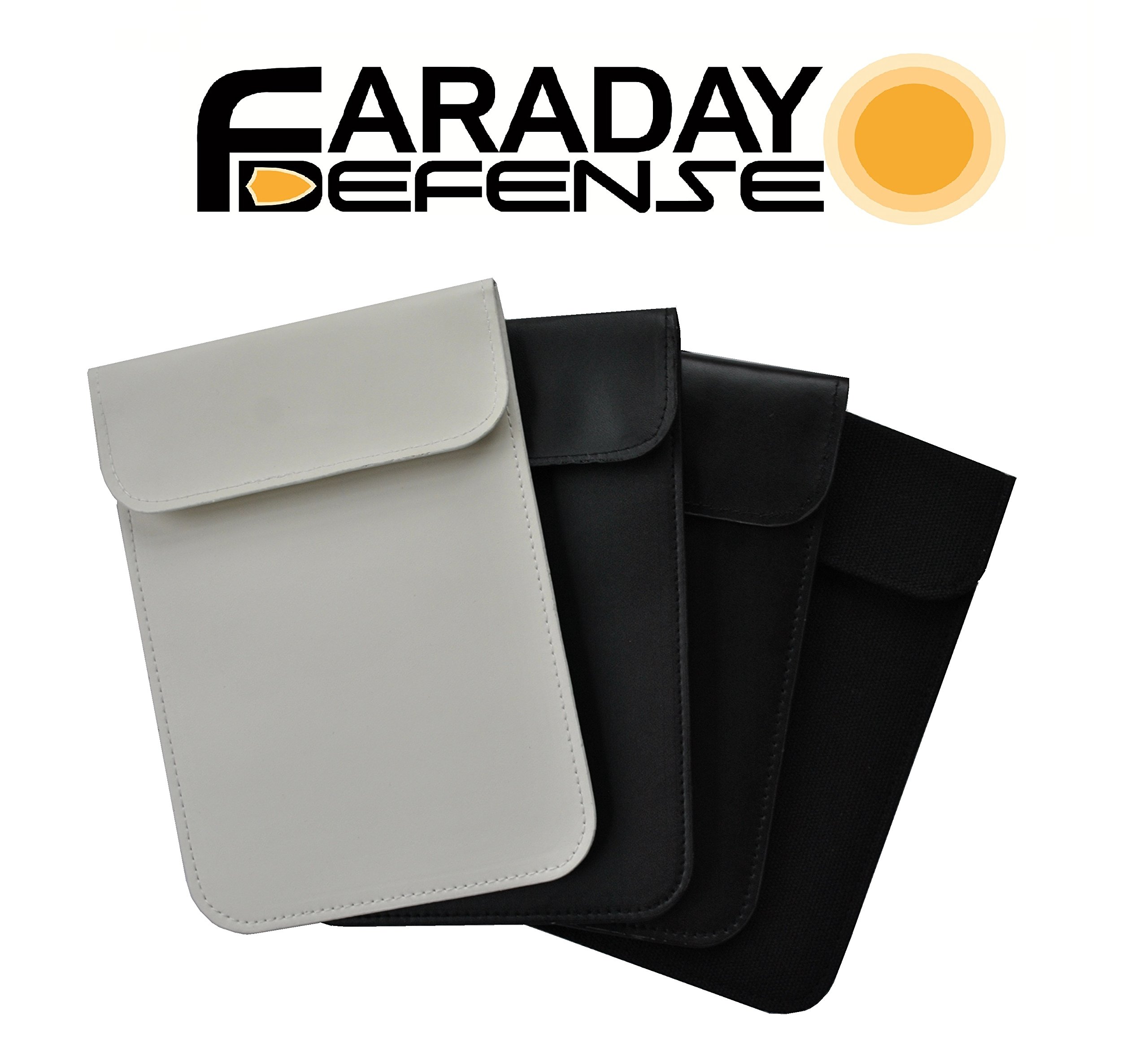 RFID Privacy Bag Black Genuine Leather X-Large Faraday Cage 4.5 x 6.5 Cell Phone, Hard Drive, Key Fob Protection Anti-Tracking Anti-Spying GPS RFID Signal Blocker Pouch Case
