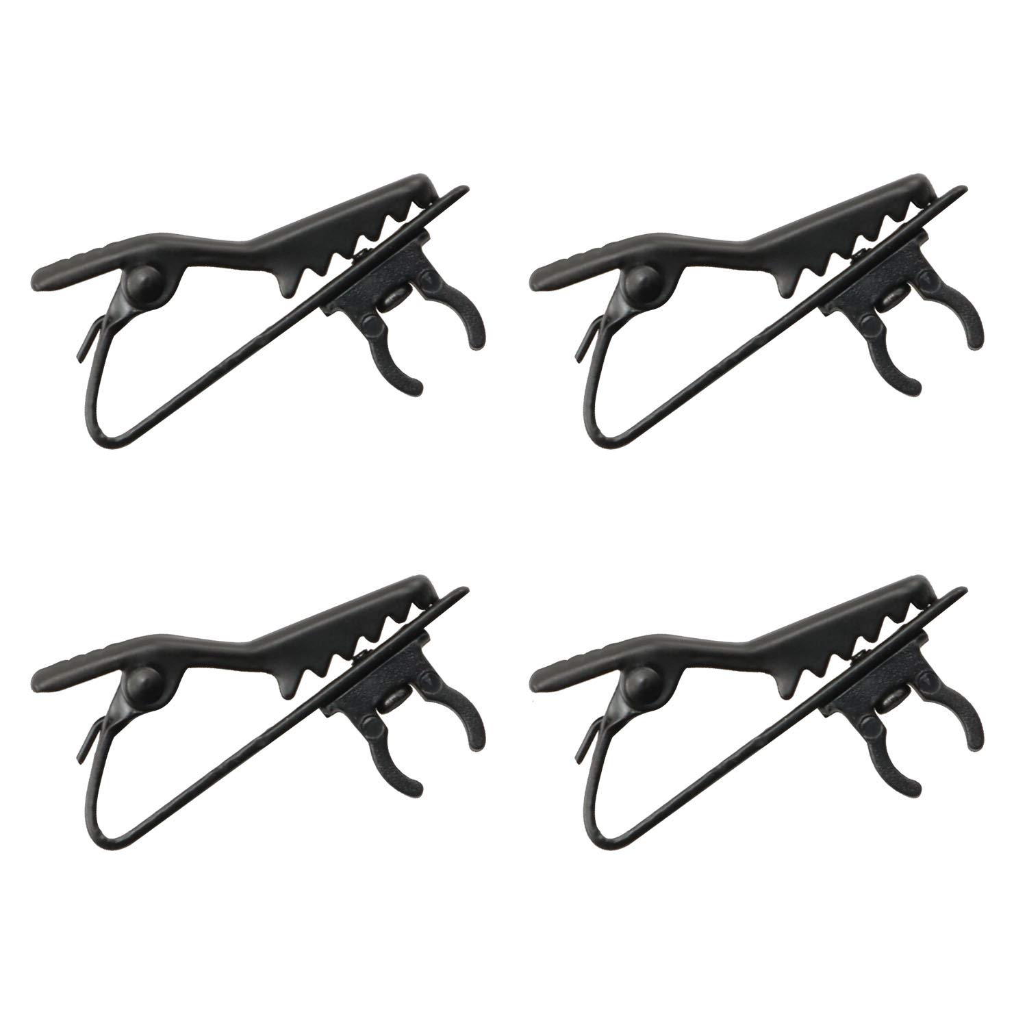 WHYHKJ 4pcs Metal Black Lapel Microphone Clip for Lavalier Lapel Microphone, 6mm