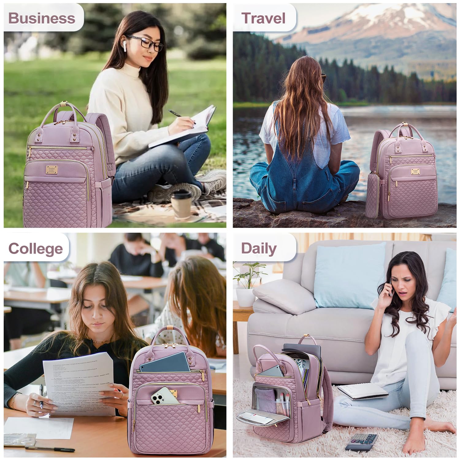 Tealari Laptop Backpack For Women,15.6 Inch Laptop Backpack For Work Business,Travel Backpack,College Teacher Backpack Wallet