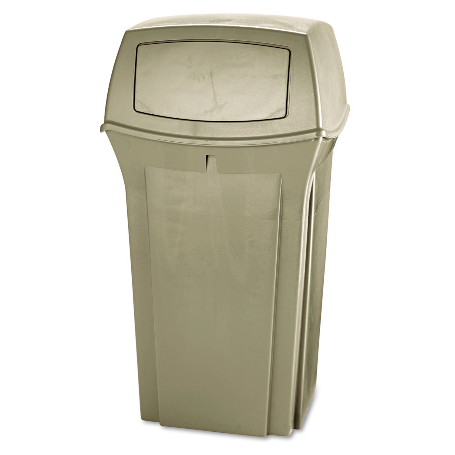Rubbermaid Commercial Products Ranger Trash Can, 35-Gallon, Beige, Indoor/Outdoor Garbage Can/Wastebasket for Parks/Shopping Malls/Festivals/Stadiums