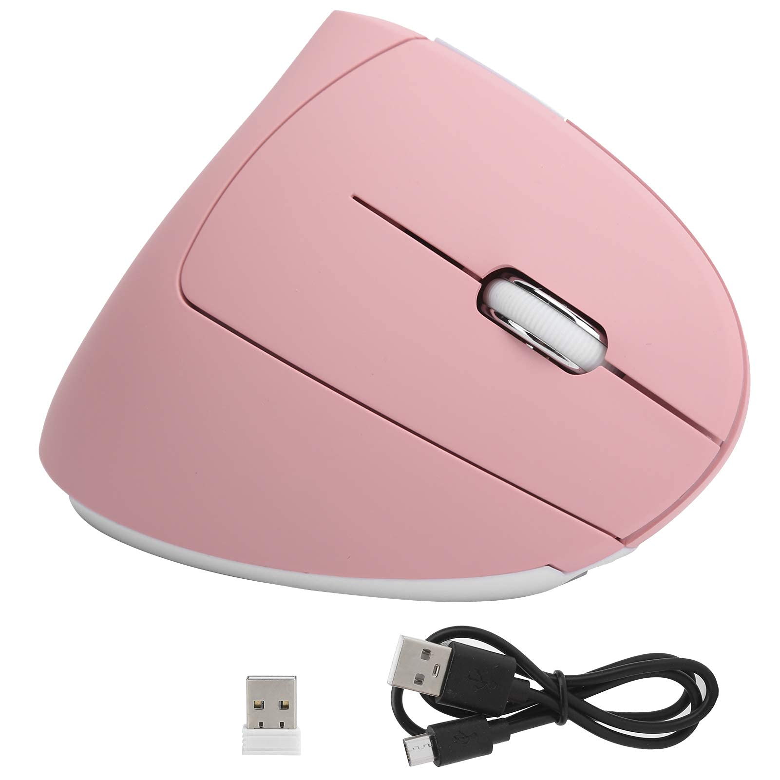 Wisoqu Vertical Mouse USB Wireless Office Gaming Rechargeable Computer Accessories H1 2.4G Wireless Ergonomic Mouse for PC and Laptop(Pink)