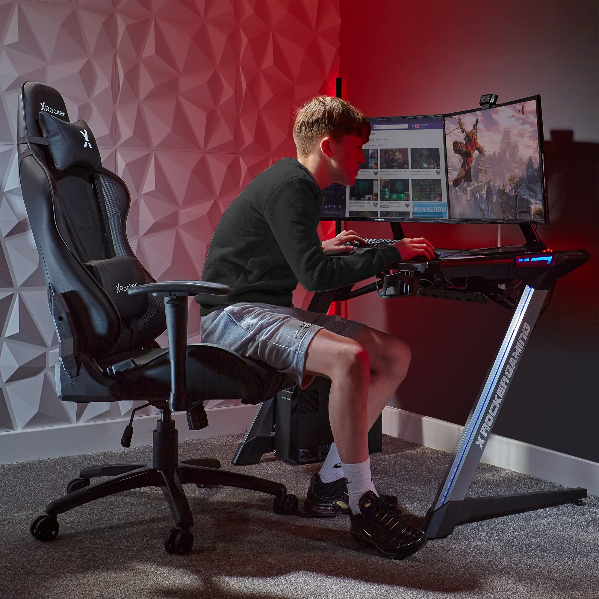 X-Rocker Agility Sport Esport Gaming Chair with Comfort Adjustability - Carbon Black