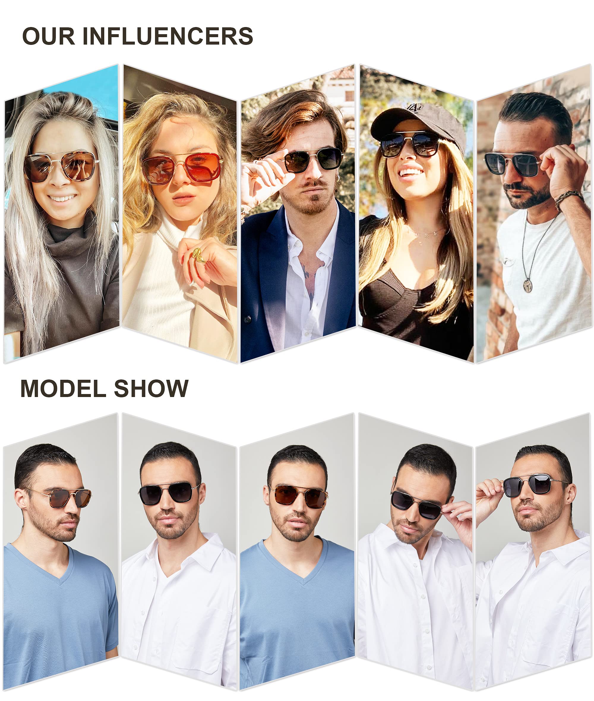 SOJOS Retro Square Polarized Sunglasses for Men Women Goggle Classic Alloy Frame HERO SJ1126 with Gold Frame/Black Rim/Gradient Grey Lens