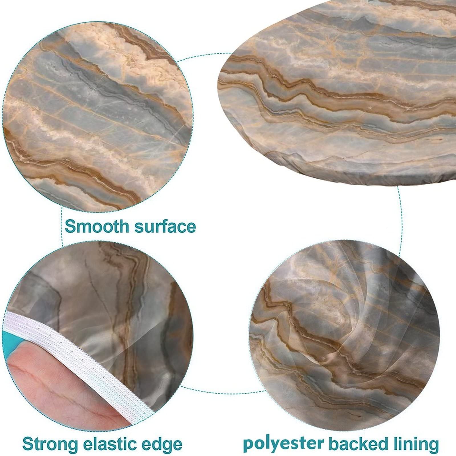 SCGOLD Fitted Oval Elastic Edge Tablecloths, Agate Marble Waterproof Wipe Clean Table Cloth, for Outdoor Picnic Camping and Indoor Kitchen Dining Party, Fits for 48" x 68" Oval Table