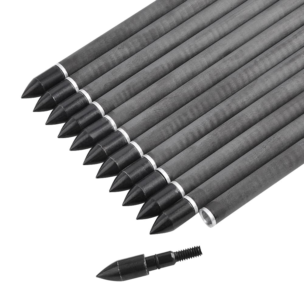ZSHJGJR Crossbow Bolts 15 Inch Archery Carbon Crossbow Arrows with 100 Grain Removable Tips and Moon Nocks Hunting Archery Arrows 6/12pcs (12pcs arrows)