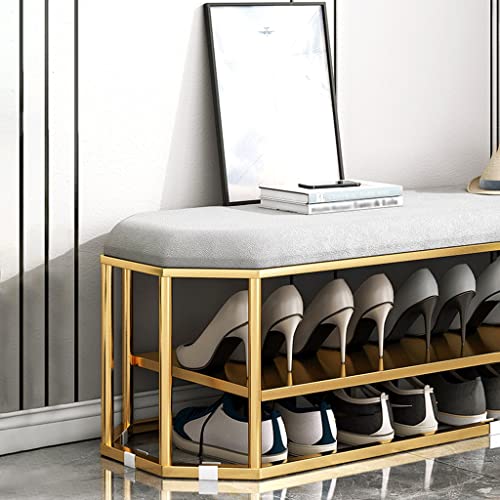 PONNYC Classic Home Shoe Rack Bench Double-Layer Shoe Changing Stool Entrance Shoe Cabinet Suitable for Living Room Entrance Corner Corridor