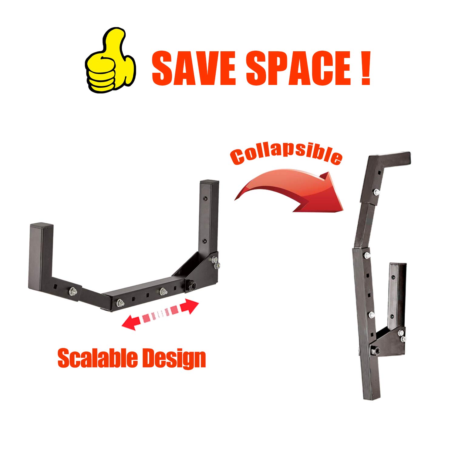 Ultrawall 25.6Inch Kayak Wall Mount, Kayak Holders for Garage, Foldable Kayak Hangers for Canoe, Kayak, Paddle Board, Surfboard