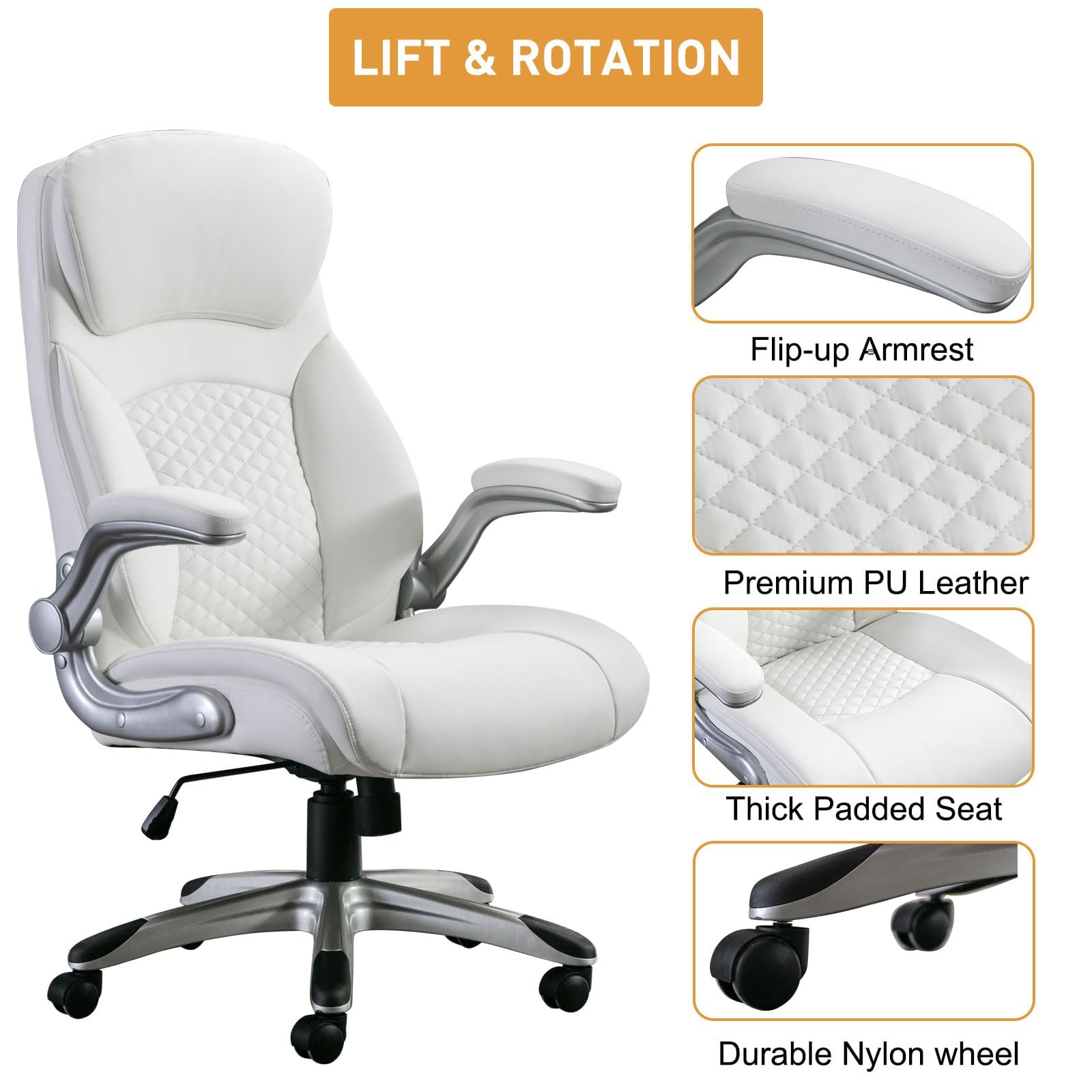 Phoenix Home Executive Office Chair, White