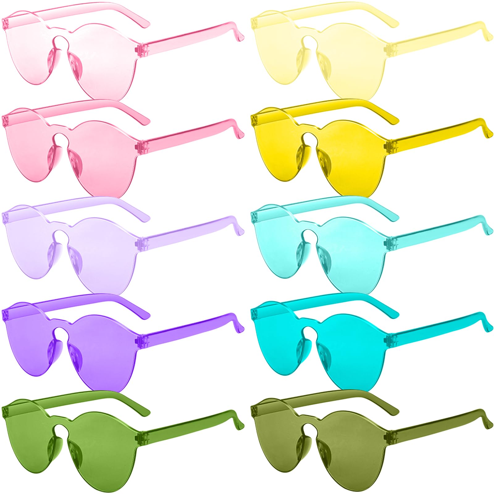 RTBOFY 10 Pairs Rimless Round Party Sunglasses Colored Glasses Transparent Round Retro Sunglasses Halloween Sunglasses…