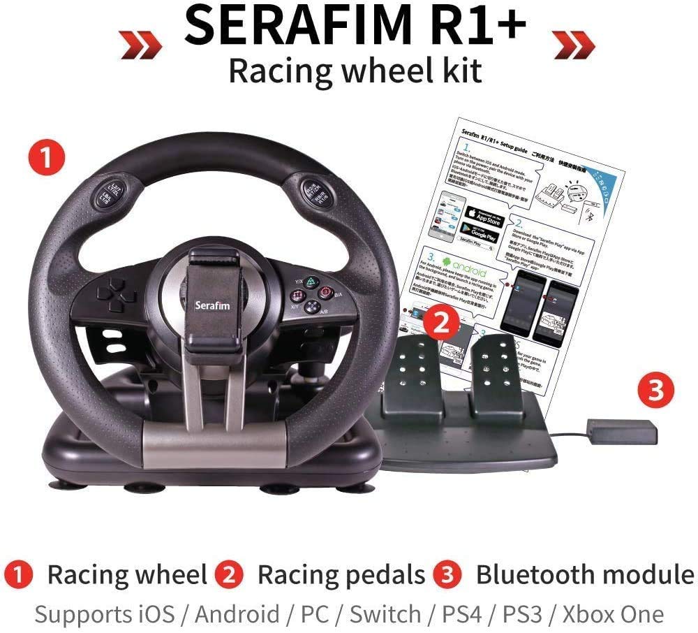 Serafim Gaming Wheel fully supports : XBOX ONE, XBOX Series X&S, PS4, PS3, Switch, PC, iOS, Android -PS4 Steering Wheel, PC Gaming Wheel