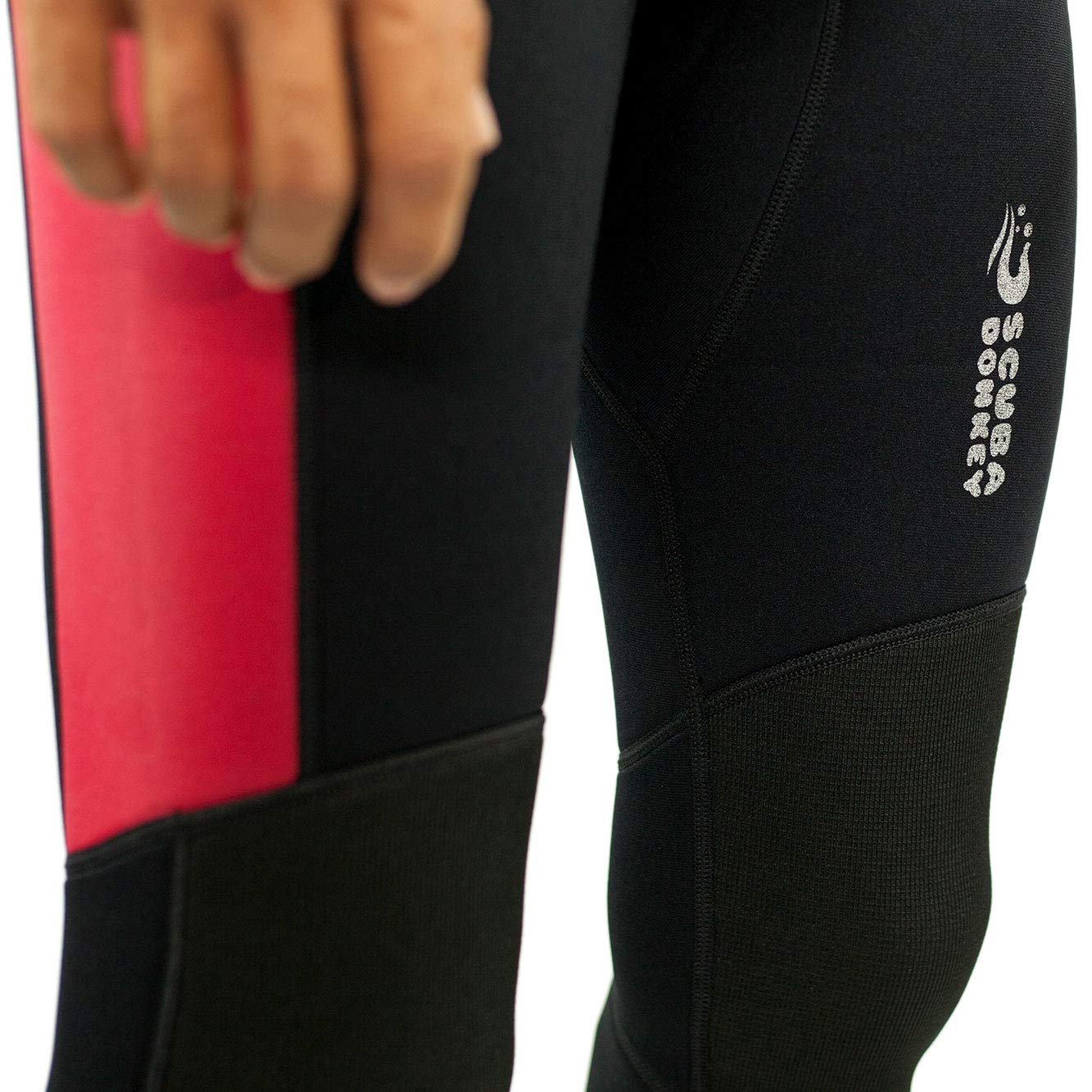 Wetsuits for Men by Aqua Polo | Fullbody 3/2 Neoprene Wetsuit with Shark Skin Chest Panel | Super Stretch Neck Cuffs Ankles (Black/Red, L Tall)