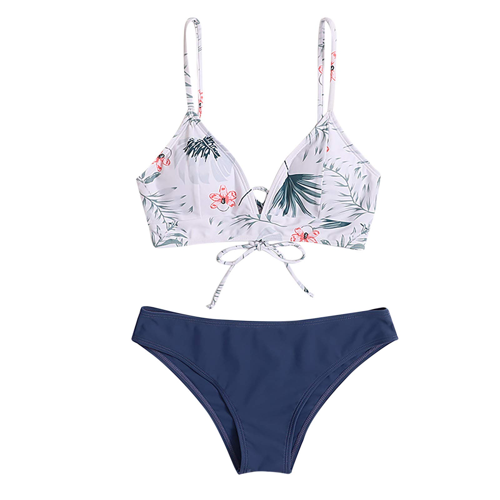 Women Bikini Set Summer,Women's Print Open Back Bandage Backless Bathing Suits Sexy Swimwear Swimsuit Beachwear Navy