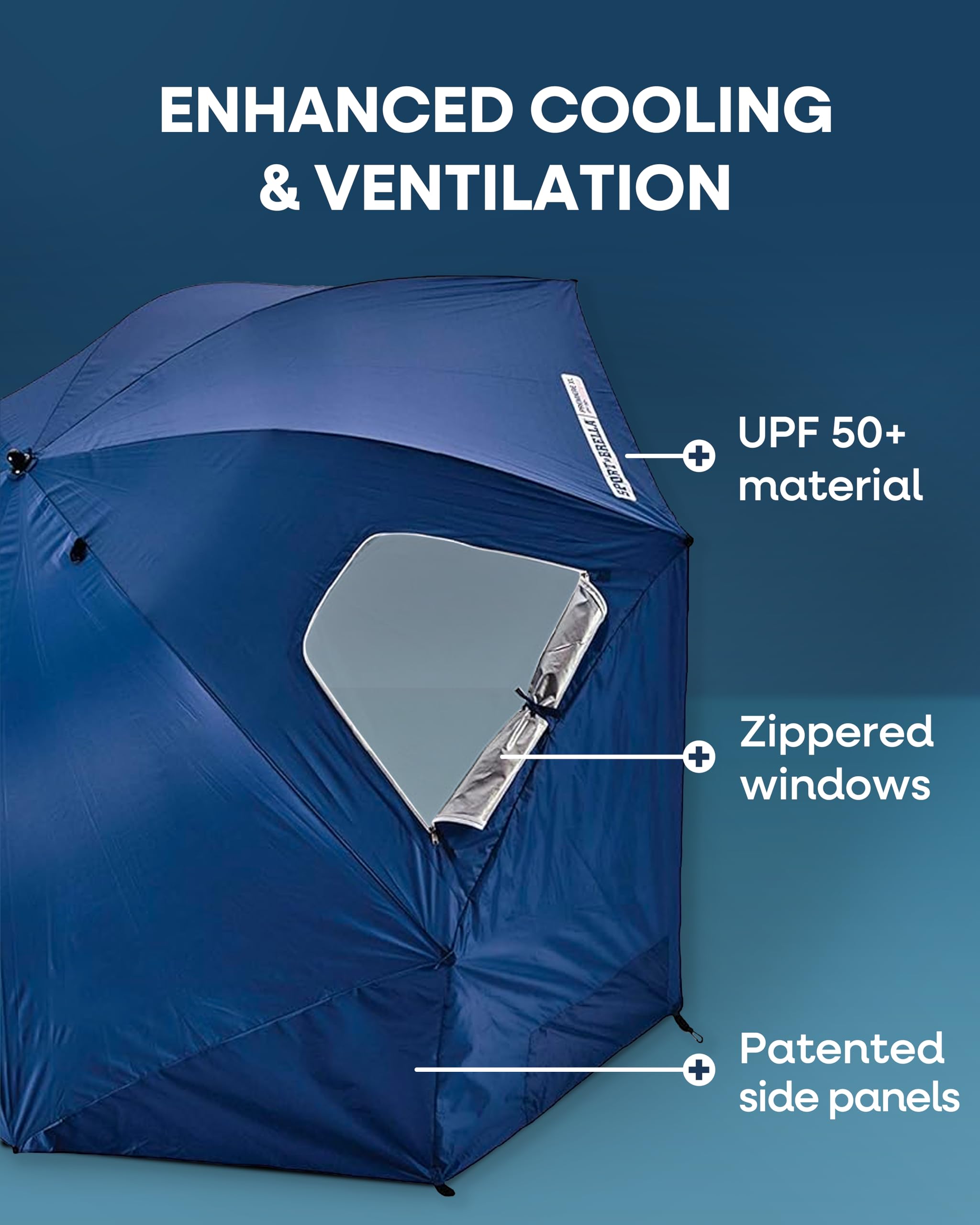 Sport-Brella Premiere XL UPF 50+ Umbrella Shelter for Sun and Rain Protection (9-Foot, Blue)