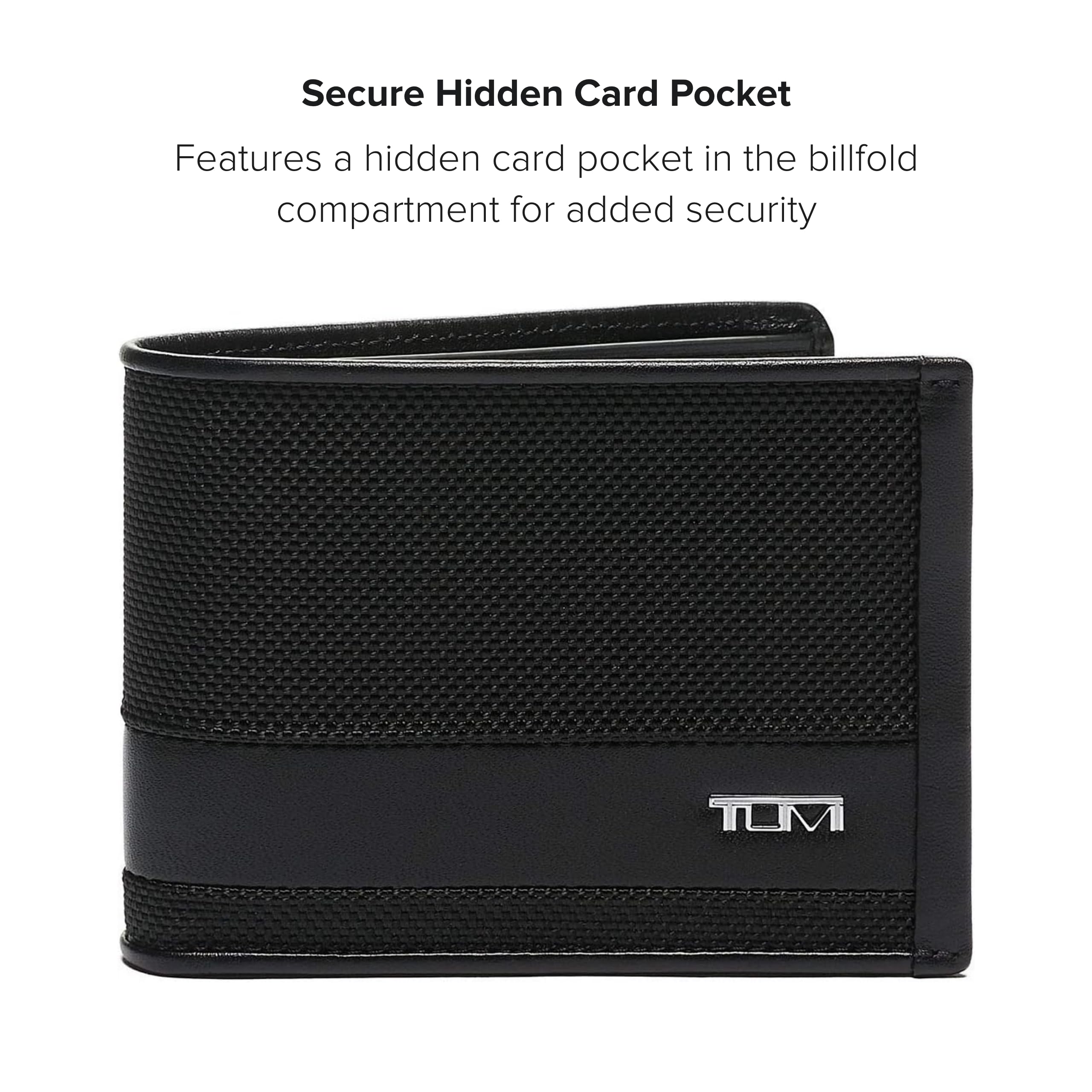 TUMI - Alpha Double Billfold - Ballistic Nylon Wallet - Secure, Durable Wallet - Hidden Card Pocket - 3.4" X 4.4" X 0.6" - Anthracite/Brown