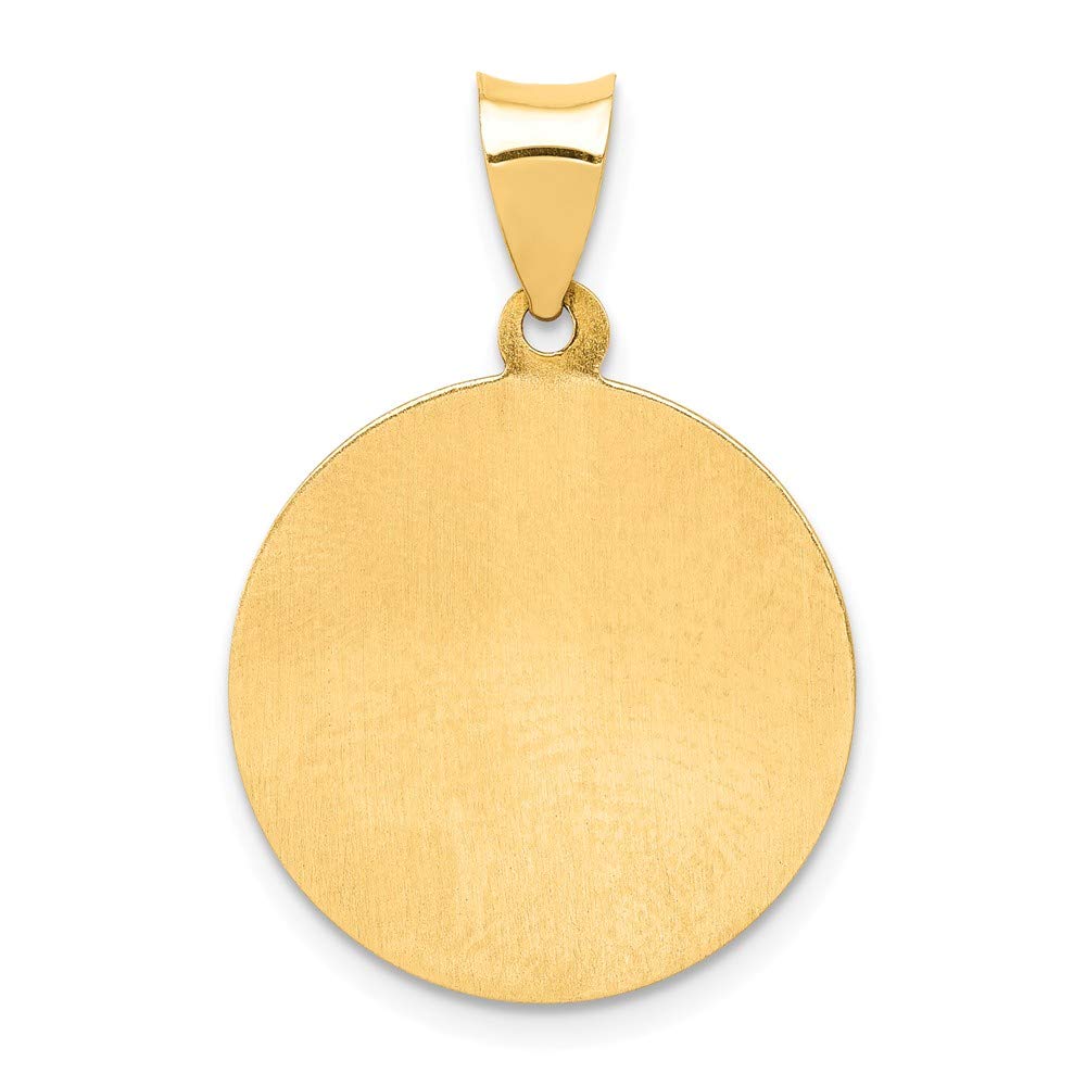 Sonia Jewels 14k Yellow Gold Catholic Patron Saint Michael Medal Brushed Matte Finish Pendant Charm - 21mm x 18mm