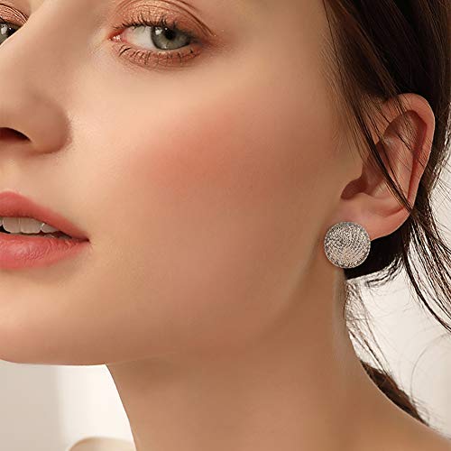 TONLUYAX Silver-Tone Clip on Earrings for Women Not Pierced Big Hammered Texture Disc Clip Earrings