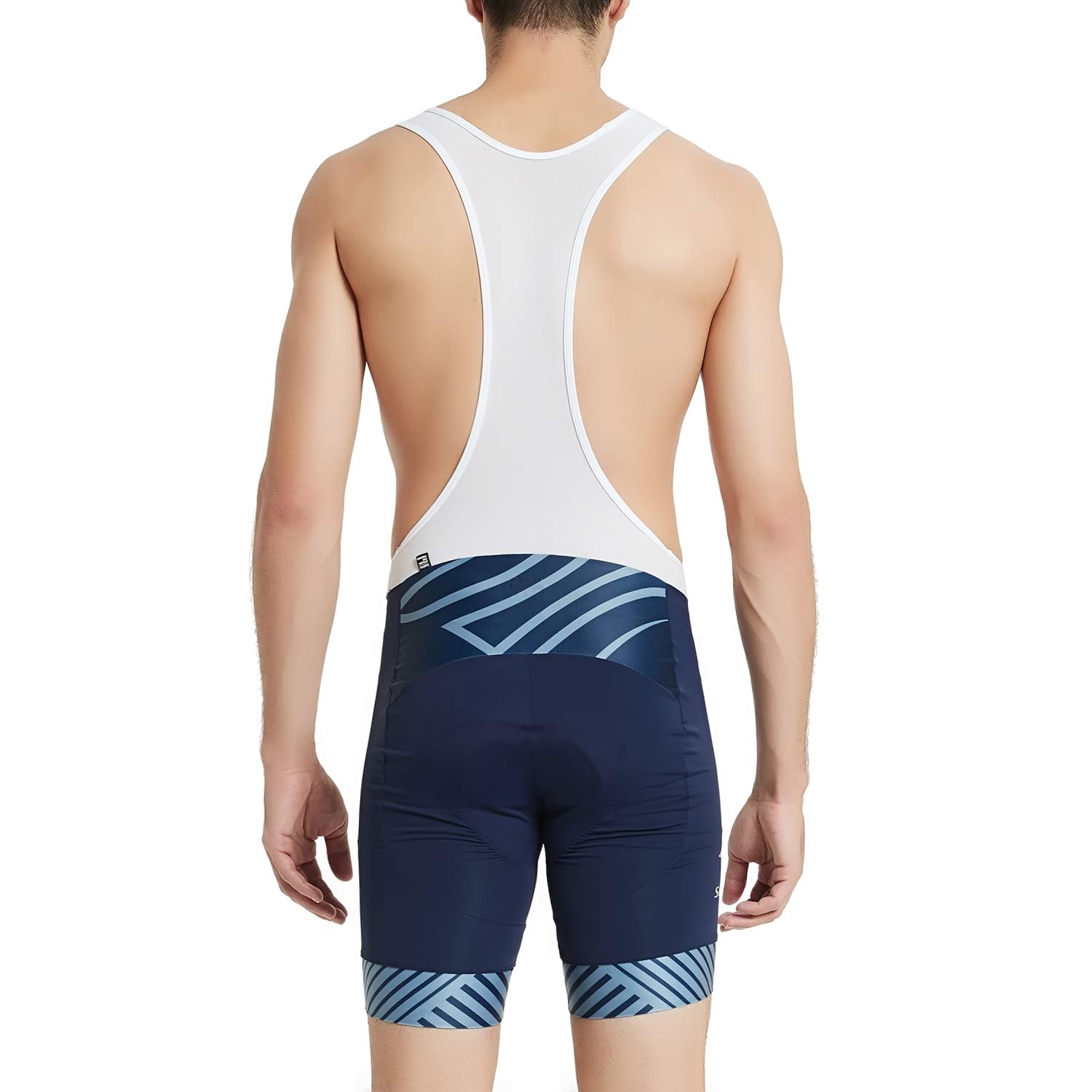 Santic Mens Cycling Bib Shorts Padded Cycle Bib Tights Mens Padded Biking Shorts Breathable Lightweight Navy L