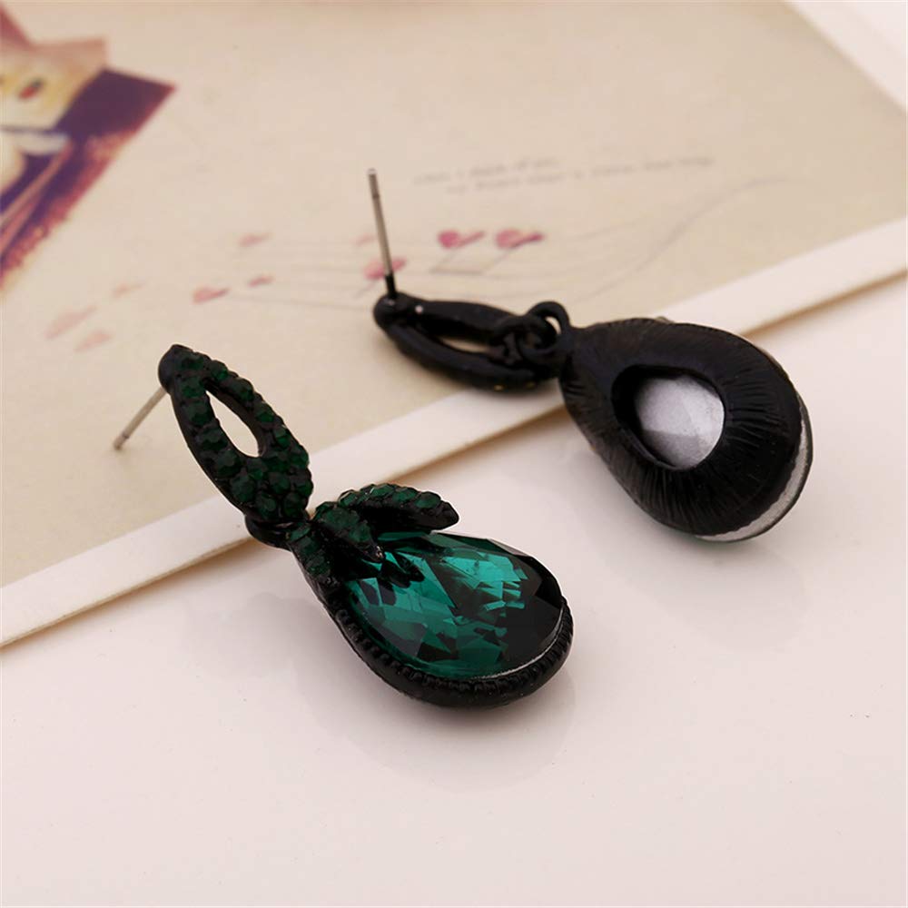 Vintage Rhinestone Dangle Earrings for Women Girls Dark Green Teardrop Crystal Drop Statement Huggie Studs Retro Boho Earring Luxury Birthday Wedding Party Jewelry