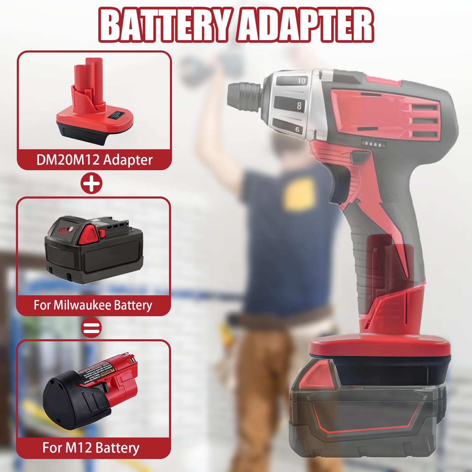 TPDL Battery Adapter for Milwaukee 18V M18 to 12V M12 Tool Use, for Milwaukee 18V Battery Convert to 12V Tools Adapter- ML18M12 Adaptor (Adapter Only)