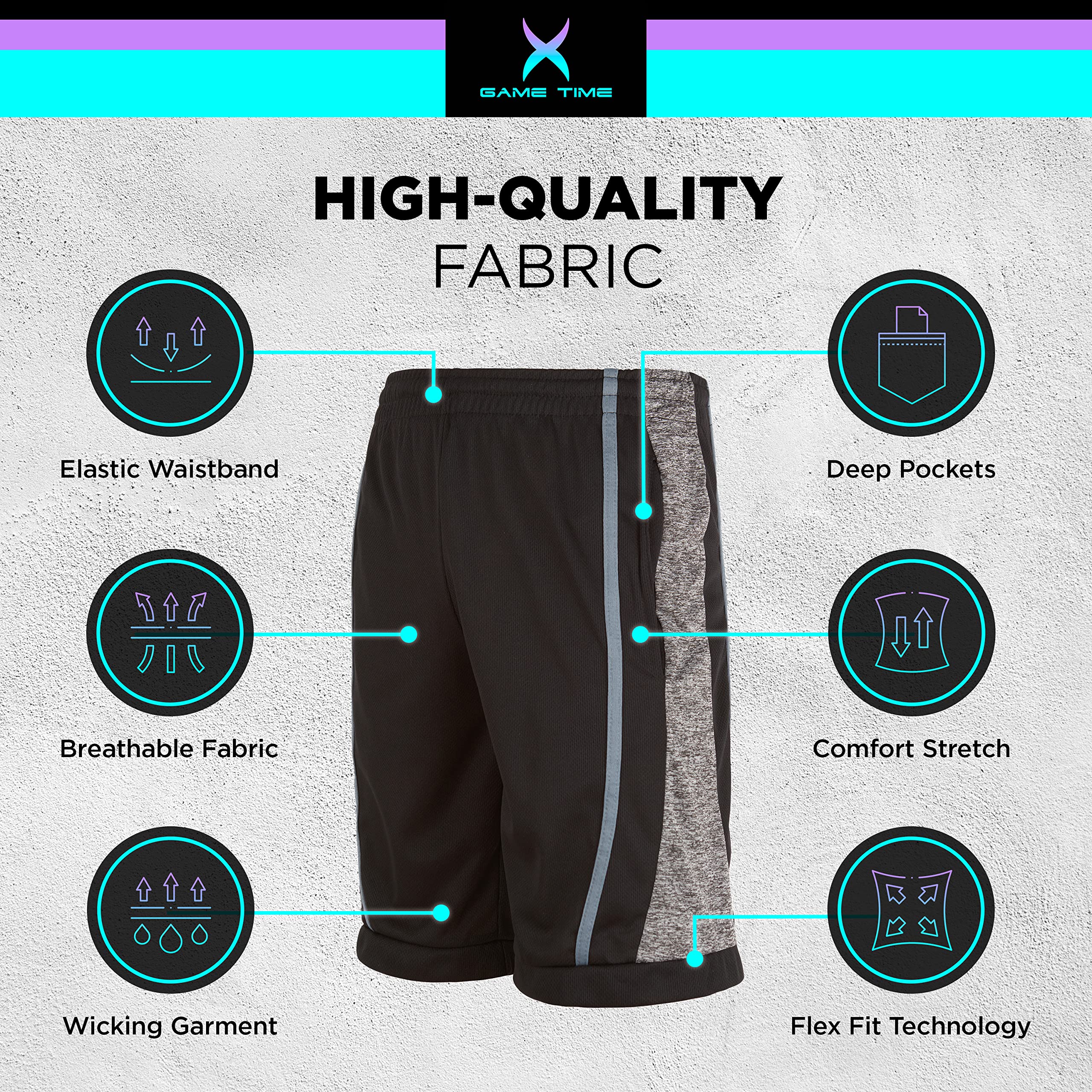 X Game Time- 4 Pack Basketball Short Men, Active Mesh Quick Dry Workout Men Shorts with Pockets and Elastic Waistband