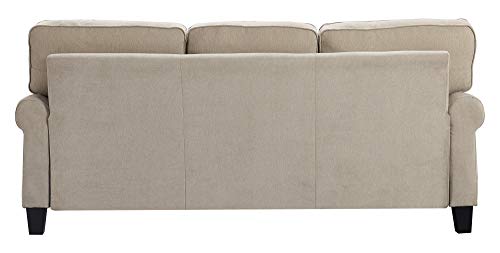 Serta Copenhagen 2 Two or Three Person Living Room Couch with Soft Foam-Filled Cushions, Easy-to-Clean Microfiber Upholstery, 77" Sofa with Storage, Beige