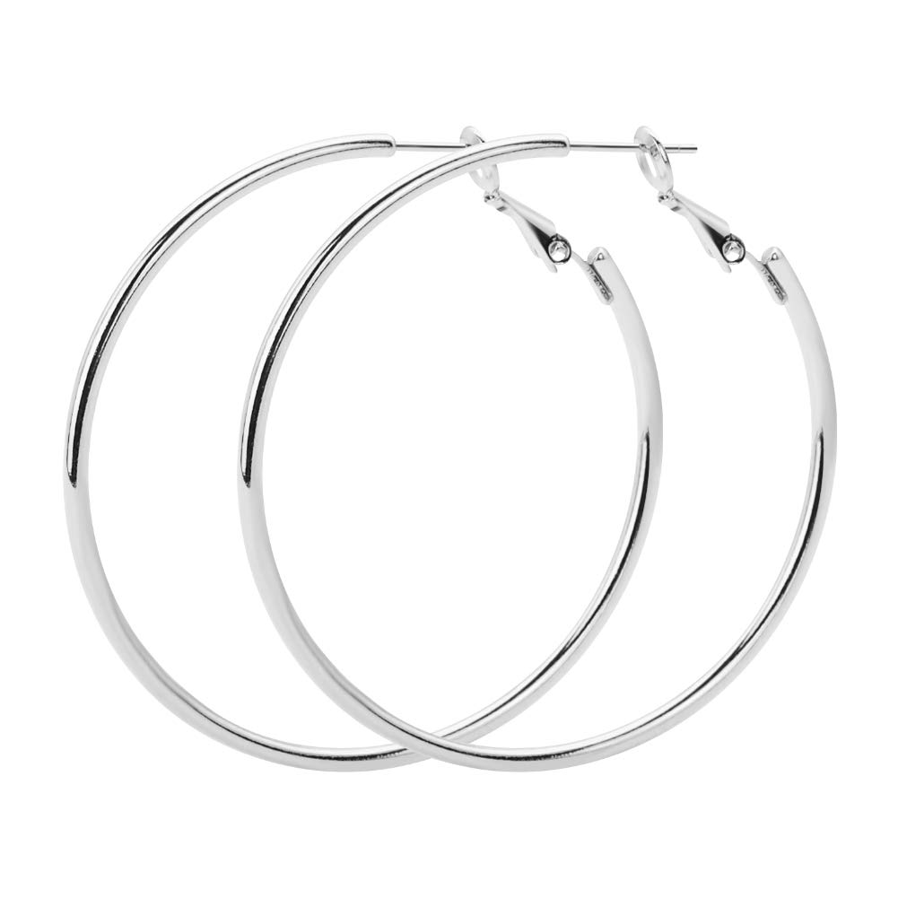Rugewelry 925 Sterling Silver Post Hoop Earrings, Lightweight Hoops 18K Gold Plated Polished Round Hoop Earrings For Women