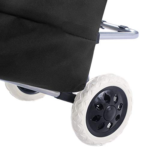 SPSUPE Foldable Shopping Carts Trolley, Grocery Cart Dolly with Wheels, Removable Push Bag, Pull Utility for Groceries, Ideal for Apartment Picnic Beach Travel, Black