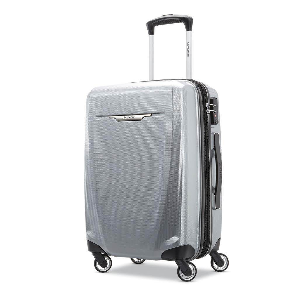 Samsonite Winfield 3 DLX Spinner 56/20 Carry-On, Silver (120752-1776) with Deco Gear 10 Piece Luggage Accessory Ultimate Travel Bundle