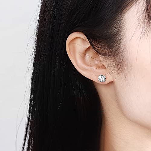 White Gold Plated Knot Stud Earrings | Hypoallergenic Ear Stud, Classic Small Love Knot Earrings for Women