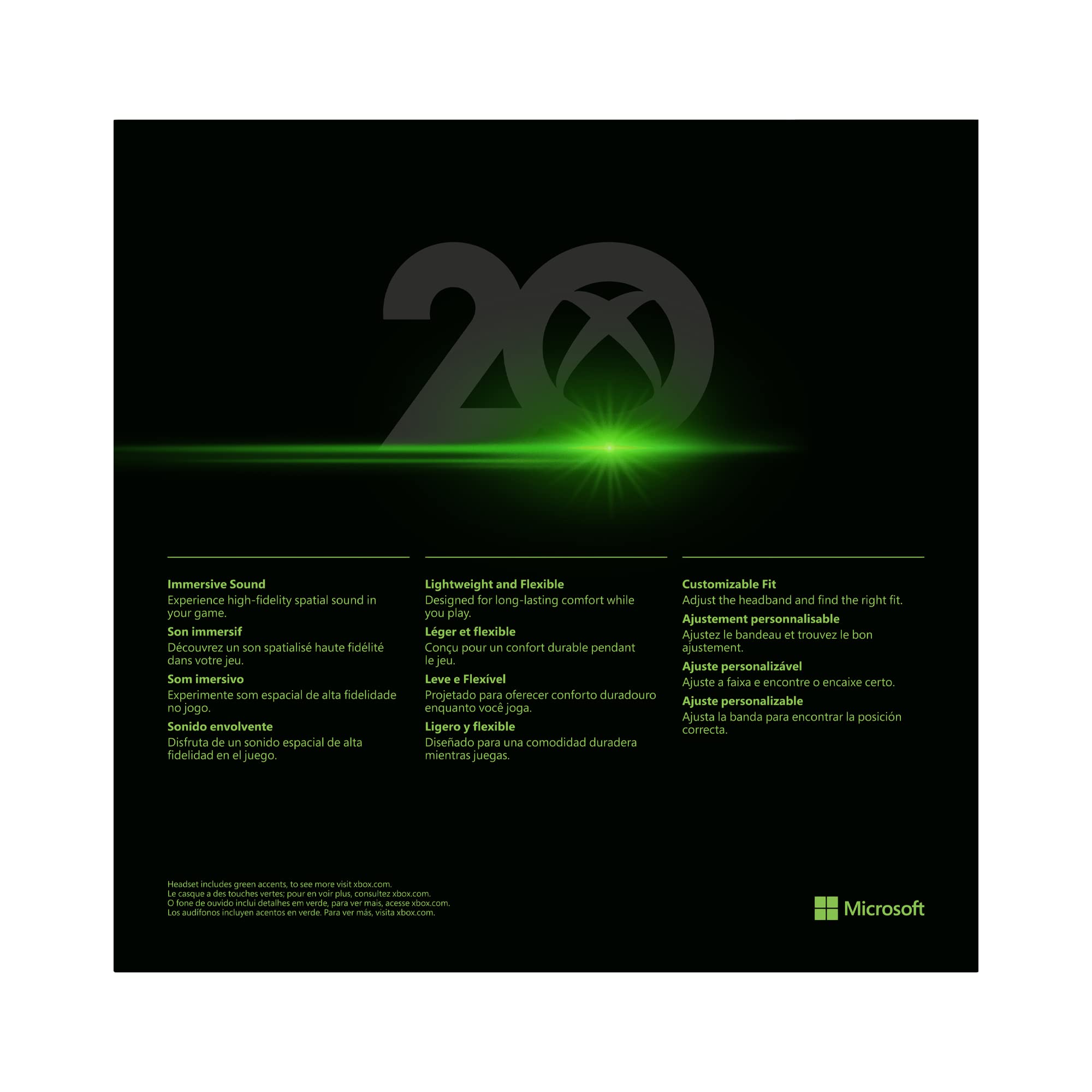 Xbox Stereo Headset 20th Anniversary Special Edition - For Xbox Series X/S, Xbox One, & Window 10 PCs - Ultra-Soft, large earcups - Supports Windows Sonic spatial sound - Flexible, lightweight des
