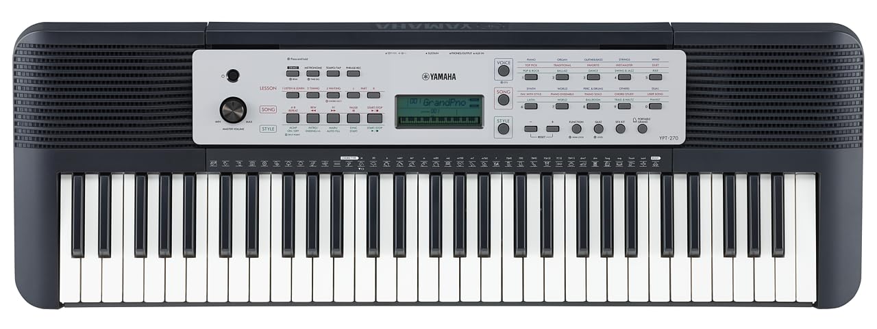 Yamaha YPT270 61-Key Portable Keyboard With Power Adapter (Amazon-Exclusive),Black