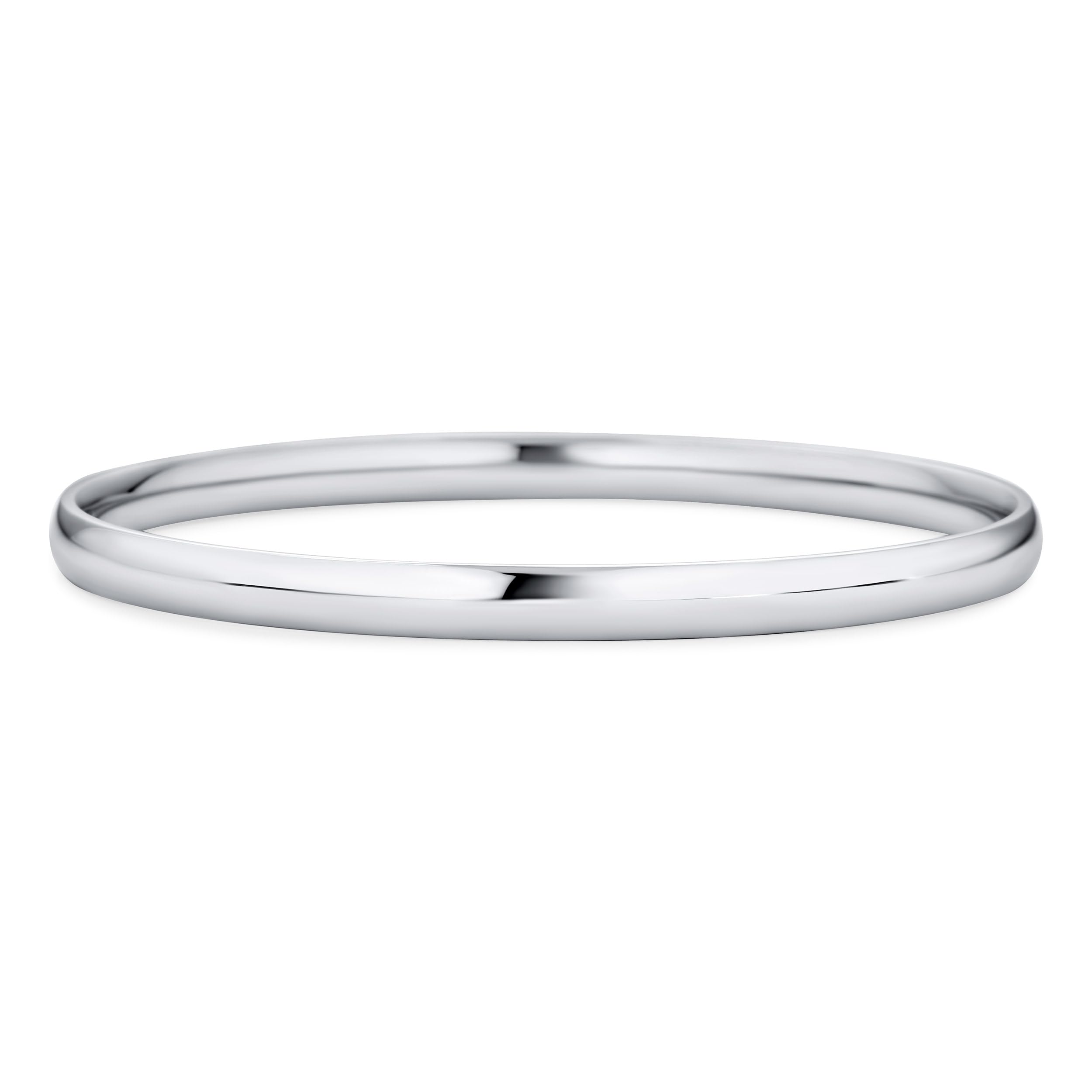 Personalized Unisex Stackable 5MM Round Domed Polished Bangle Bracelet Silver Tone Stainless Steel for Men Women Teen 8 Inch Custom Engraved