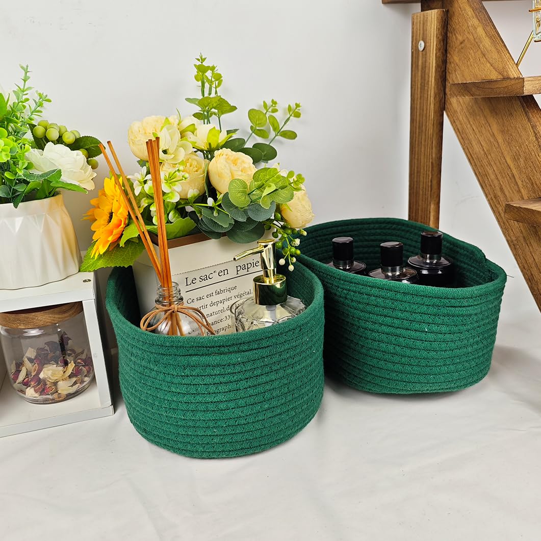 Storage Baskets, Basket Organizer And Shelf Basket, Toy Basket, Small Basket With Handle, Open Storage Box, Green 13x8.66x5.11 Inches(3PCS)