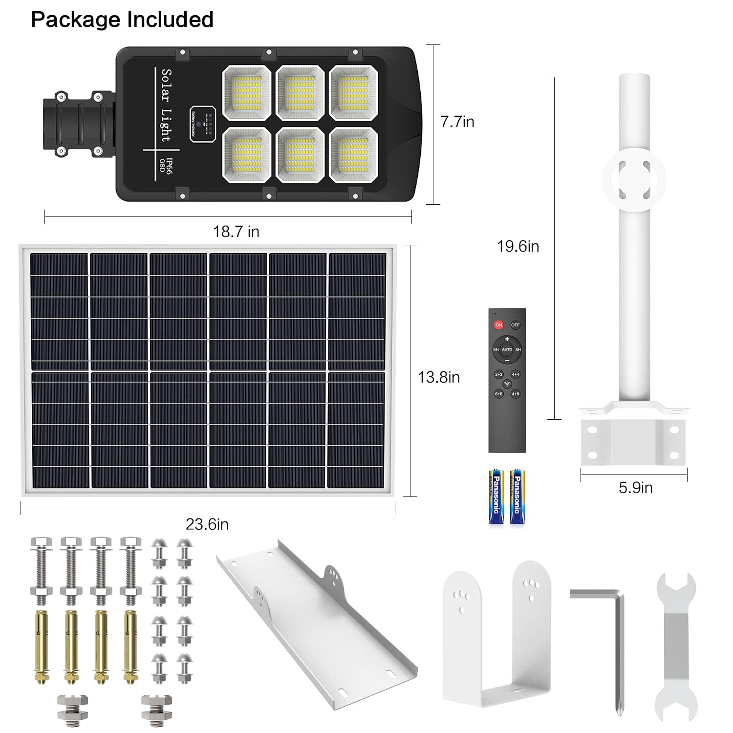 TENKOO 300W Solar Flood Street Light Outdoor, Motion Sensor Dusk to Dawn IP66 Waterproof Commercial Led Security Lights for Parking Lot Stadium Garden Pathway Garage (Bright White)