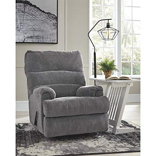 Signature Design by Ashley Man Fort Traditional Rocker Recliner, Dark Gray
