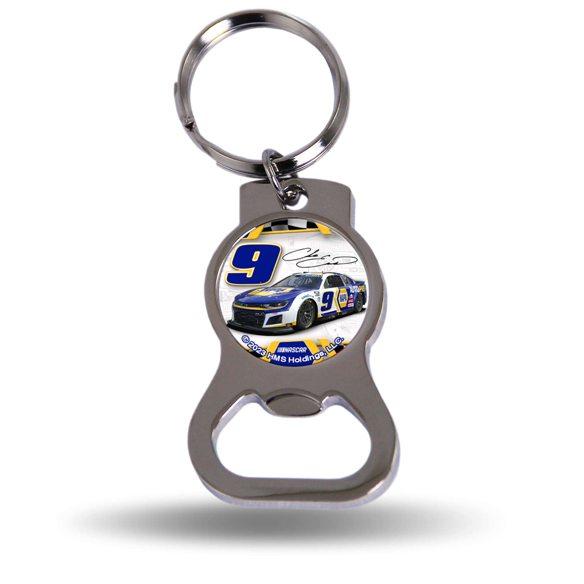 Rico Industries NASCAR Auto Racing Chase Elliott #9 NAPA 2023 Metal Keychain - Beverage Bottle Opener With Key Ring - Pocket Size