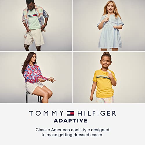 Tommy Hilfiger Boys Boys' Adaptive Th Monogram Woven with Magnetic Closure Button Down Shirt, Bright White, X-Small US