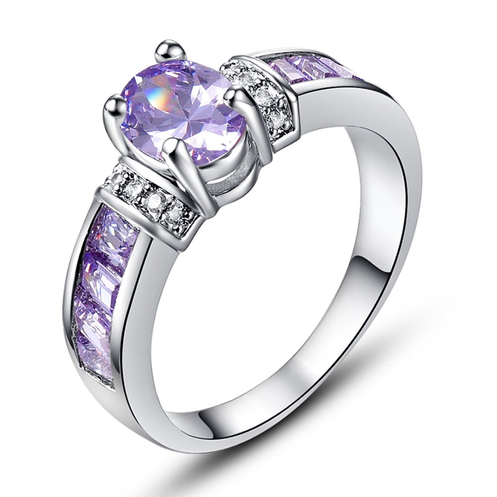 Psiroy 925 Sterling Silver Plated Simulated Tourmaline Engagement Ring Size 9