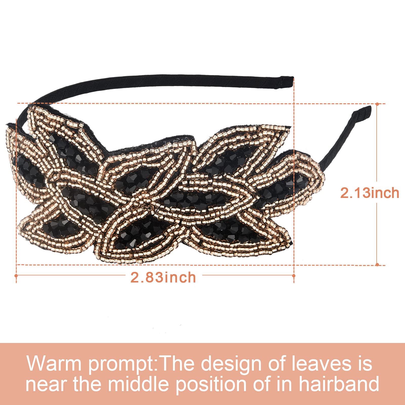 Tatuo 3 Pieces 1920s Flapper Headbands for Women 20s Vintage Headpiece Rhinestone Beaded Leaf Hairband Hair Accessory