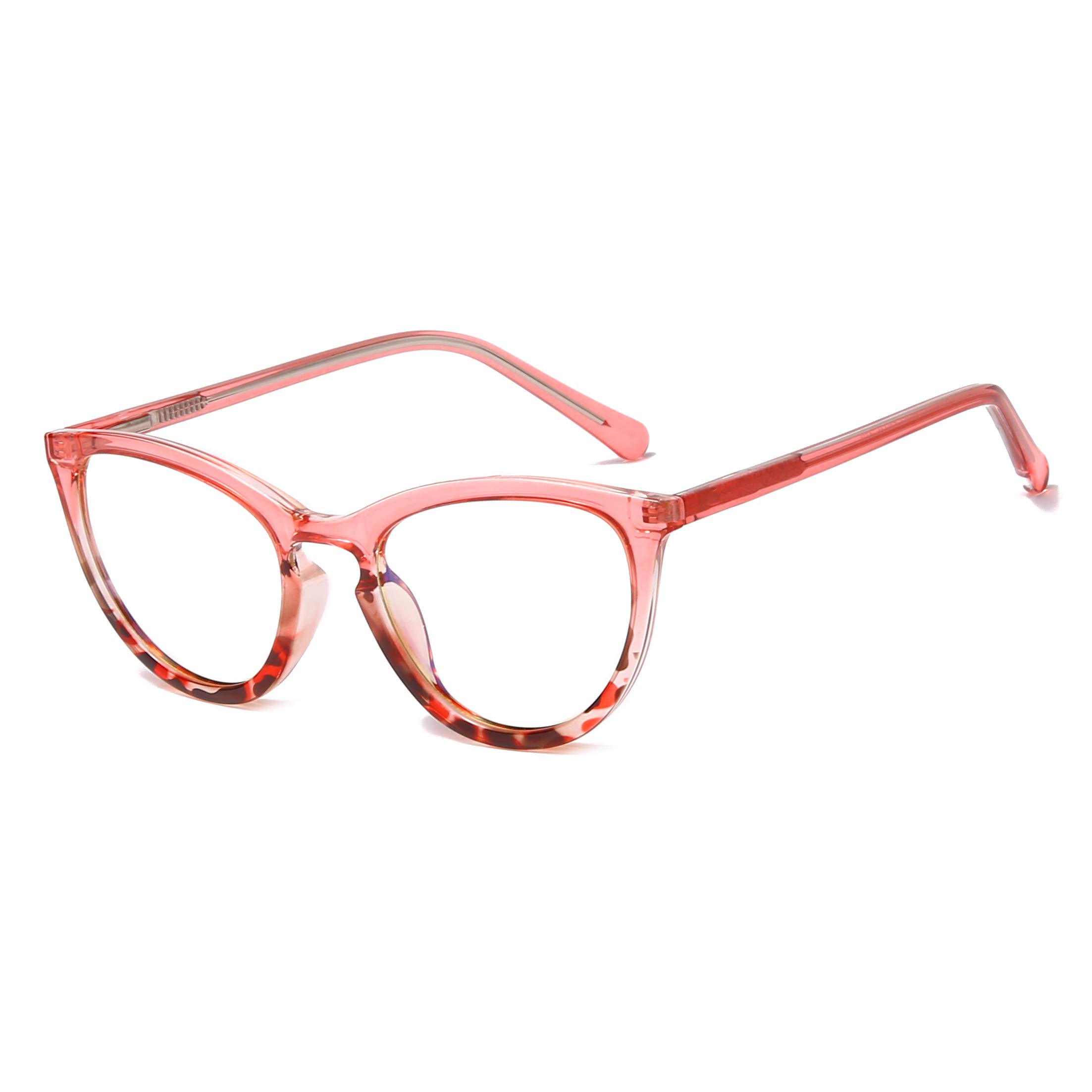 YAMEIZE Fashion Blue Light Blocking Glasses for Women Cat Eye Computer Screen Glasses Anti Glare Reading Eyeglasses UV400 (Pink and Tofu Pudding)