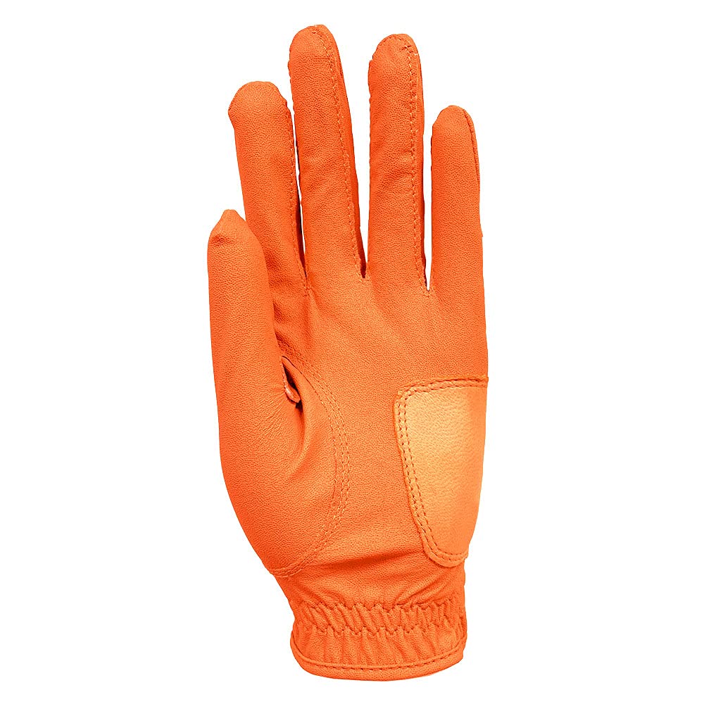 XEIRPRO Premium 4 Pack All Weather Golf Gloves for Men Worn On Right Hand for Left Handed Golfer- Comfort and Secure Fit Ultra Grip Leather Soft Flexibility (Small, Orange)