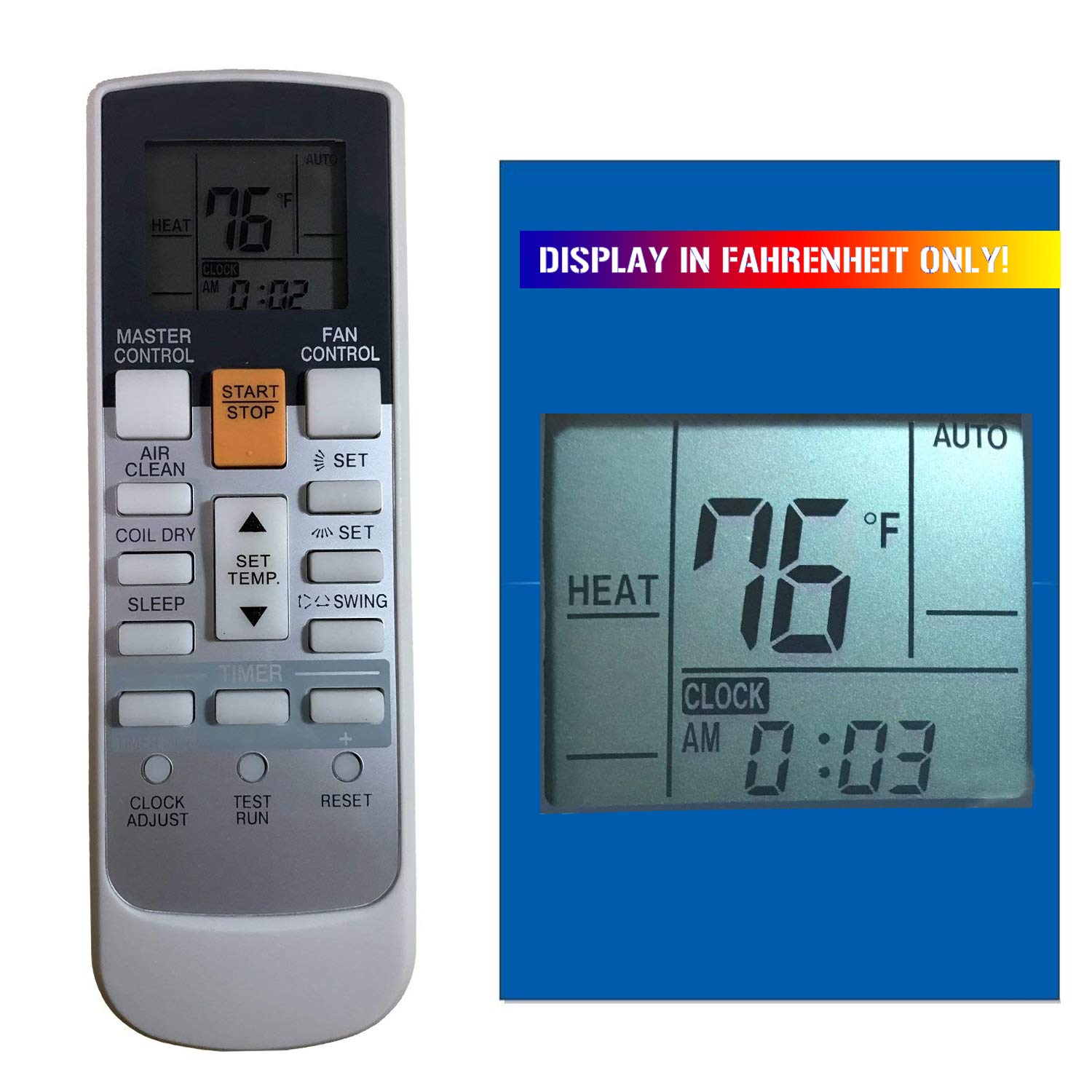 Replacement for Fujitsu Air Conditioner Remote Control Ar-Rah2u Ar-Rah1u Ar-Rae2u Ar-Rae1u Ar-Ry3 Ar-Ry4 Ar-Ry5 Ar-Ry6 Ar-Ry7 Ar-Ry10 Ar-Ry11 Ar-Ry12 Ar-Ry14 Ar-Ry15 Ar-Ry16 Ar-Ry17 Ar-Ry19 ... (B)