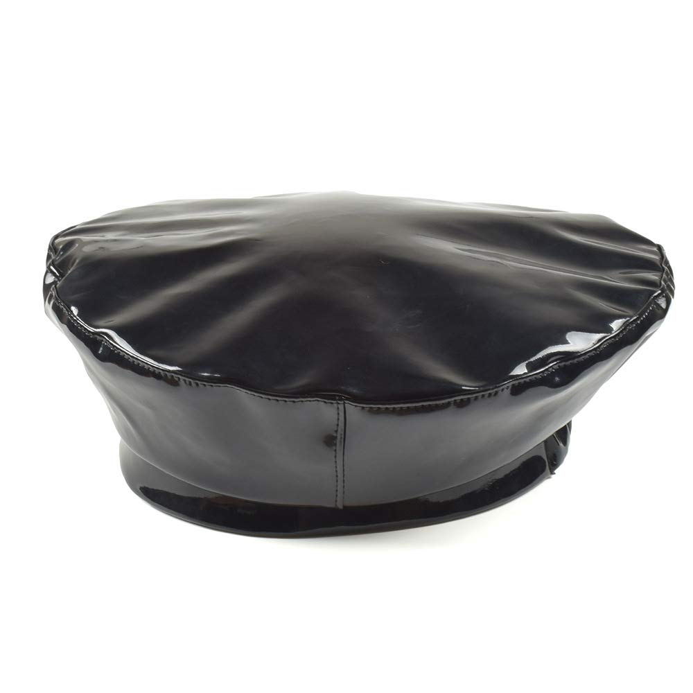 UTALY Patent Leather French-Beret Hat PU Dancing Cap Captain Women (Size S-M) Black