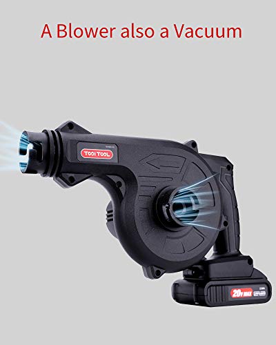 tooi tool 20V Max Cordless Leaf Blower, 2-in-1 Electric Sweeper/Vacuum, 2.0Ah Lithium Ion Battery and Charger Included