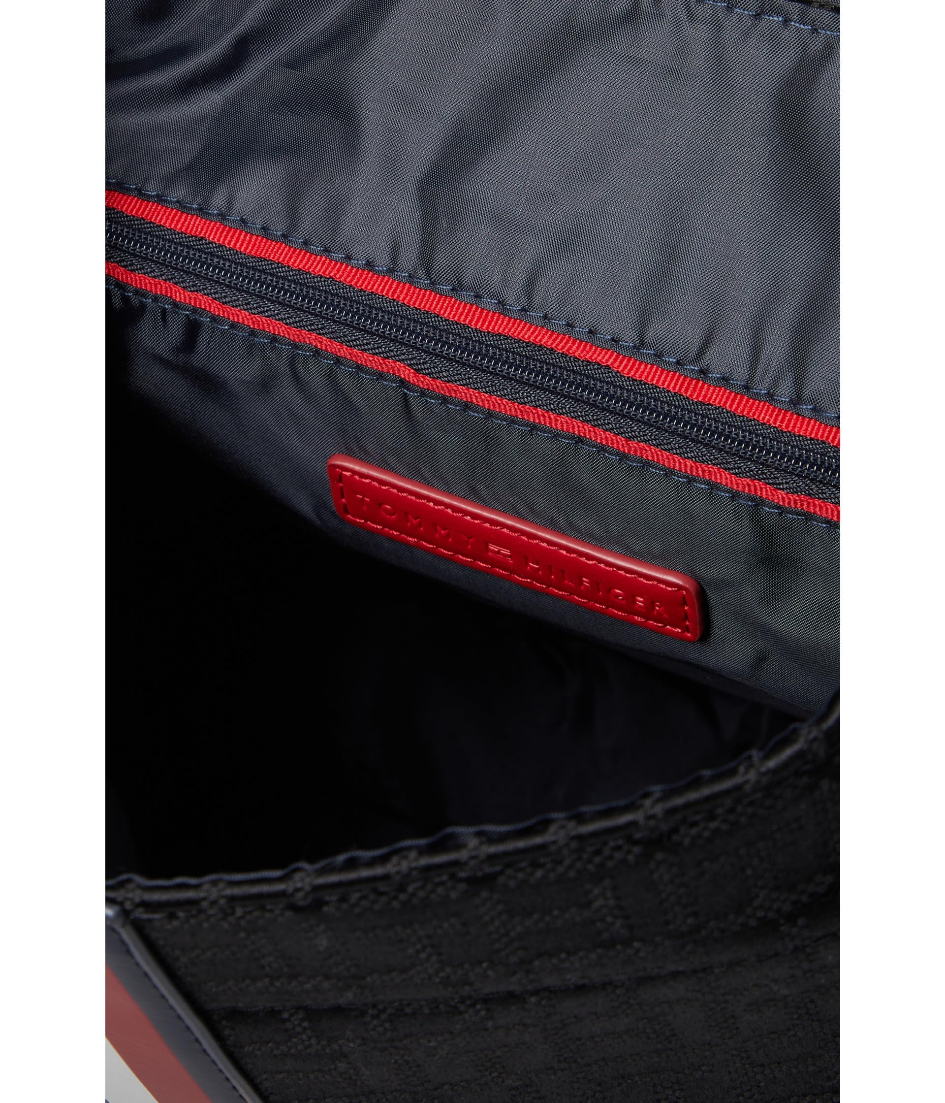 Tommy Hilfiger Ruby II Flap Backpack w/Hangoff-Square Monogram Jacquard Black Tonal One Size