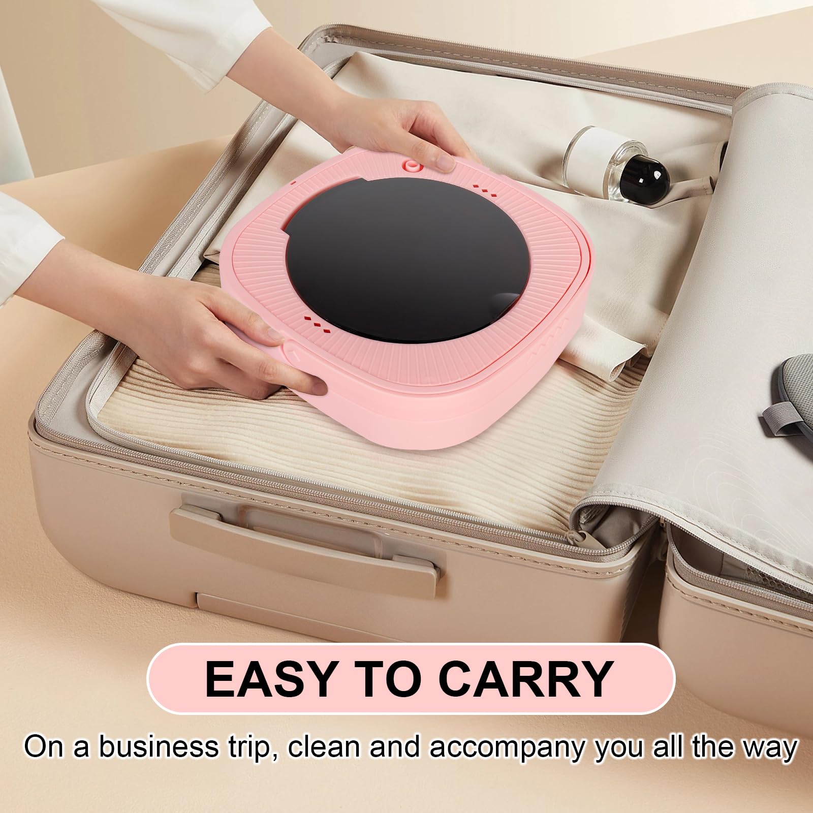 Portable Washing Machine, Mini Washer 6.5L Foldable Deep Cleaning for Underwear, Baby Clothes, or Small Items, Foldable Washing Machine for Apartments, Camping, Travel (Pink)