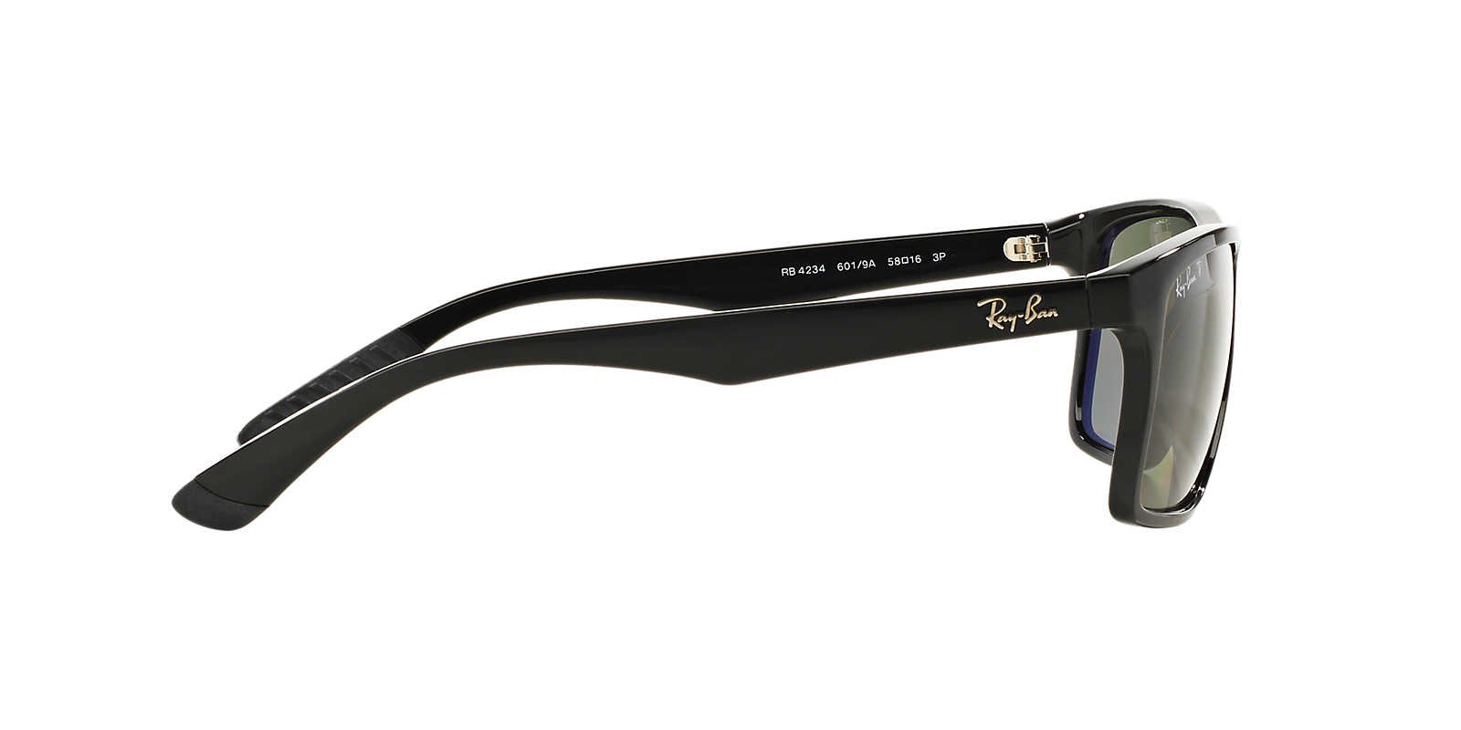Ray-Ban Men's RB4234 Rectangular Sunglasses, Black/Polarized Green, 58 mm