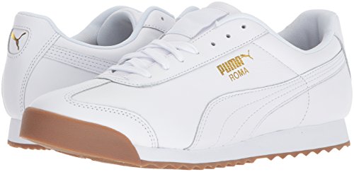 PUMA Mens Roma Sneaker, PUMA Mens White-PUMA Mens Team Gold, 9.5