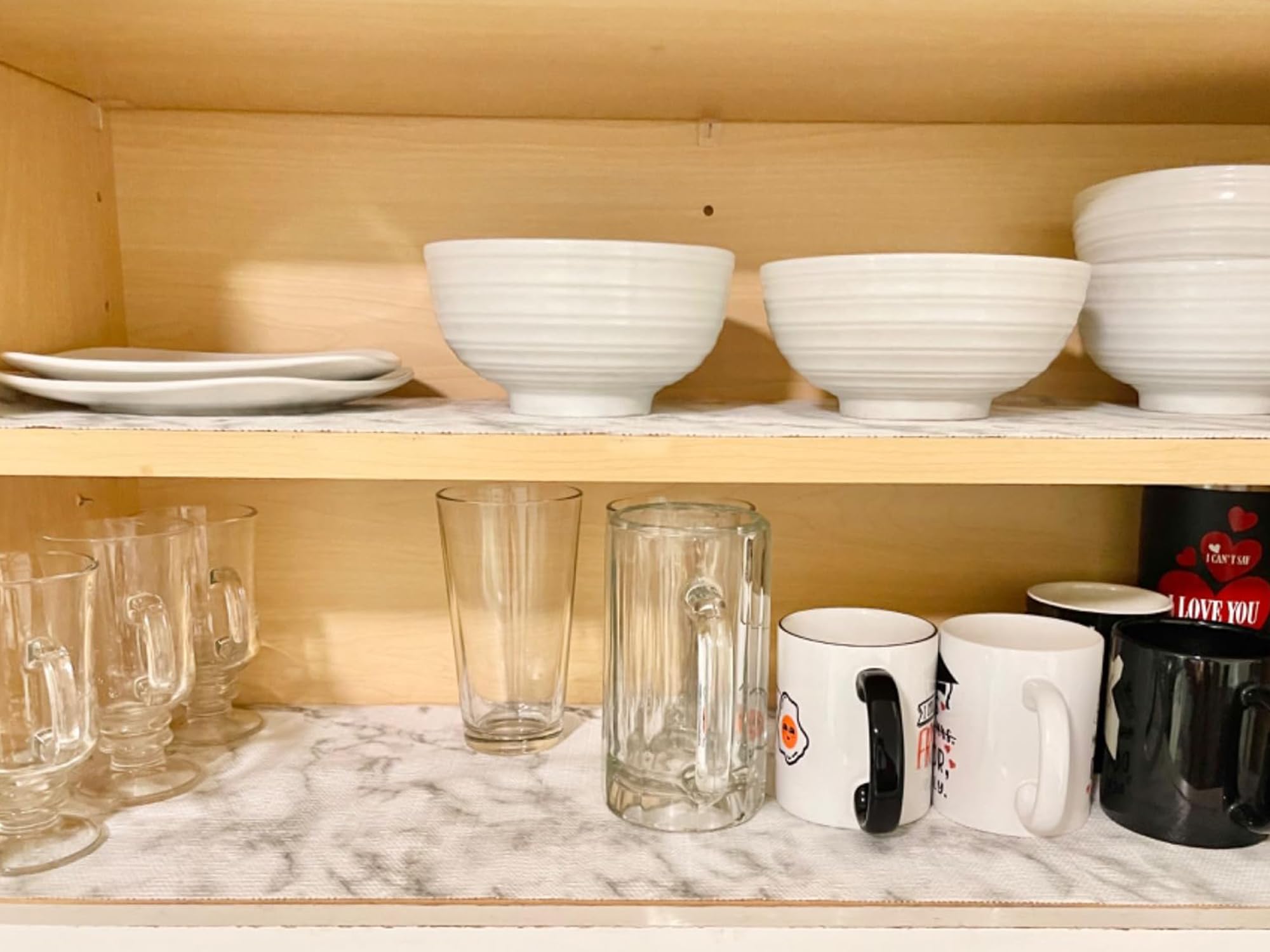 Shelf Liner Non Adhesive for Kitchen Cabinets 16 Inch Wide X 20 Ft Cabinet Liners Non-Slip Washable Drawer Liners Waterproof Marble Printed Cupboard Mat for Shelving Closet Fridge Bathroom
