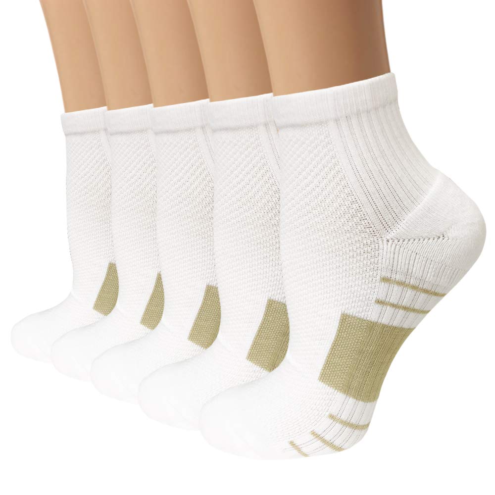 yeuG Copper Compression Socks for Men & Women Circulation- Arch Ankle Support for Athletic Running Medical Cycling (Small-Medium, A05-gray ankle -5 pairs)